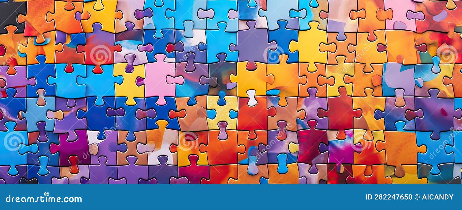 Abstract Background with a Mosaic of Colorful Puzzle Pieces Coming ...