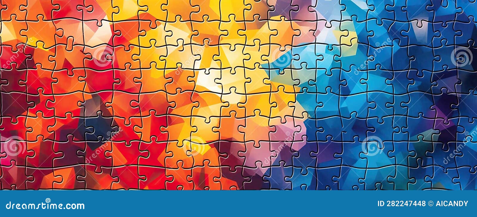 Abstract Background with a Mosaic of Interconnected Puzzle Pieces in ...