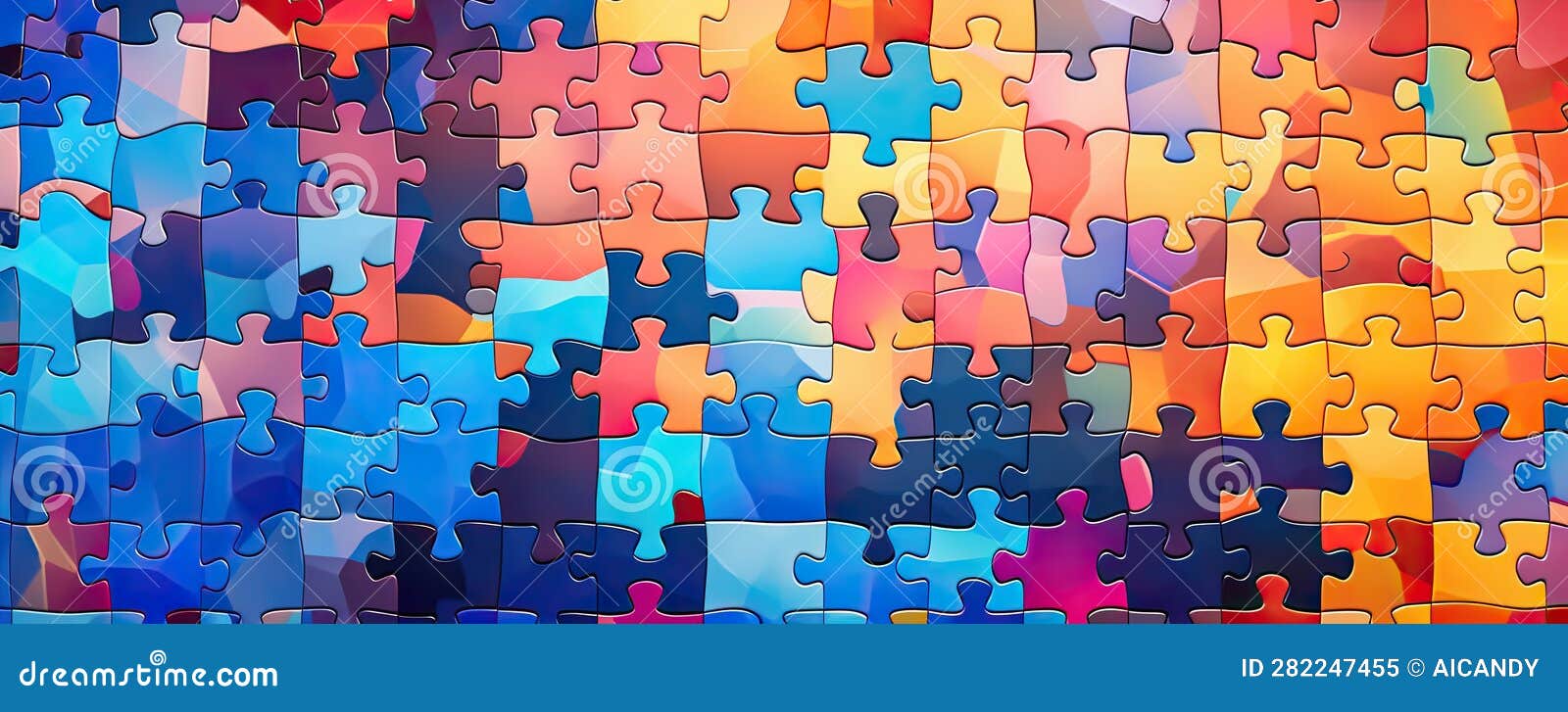 Abstract Background with a Mosaic of Interconnected Puzzle Pieces in ...
