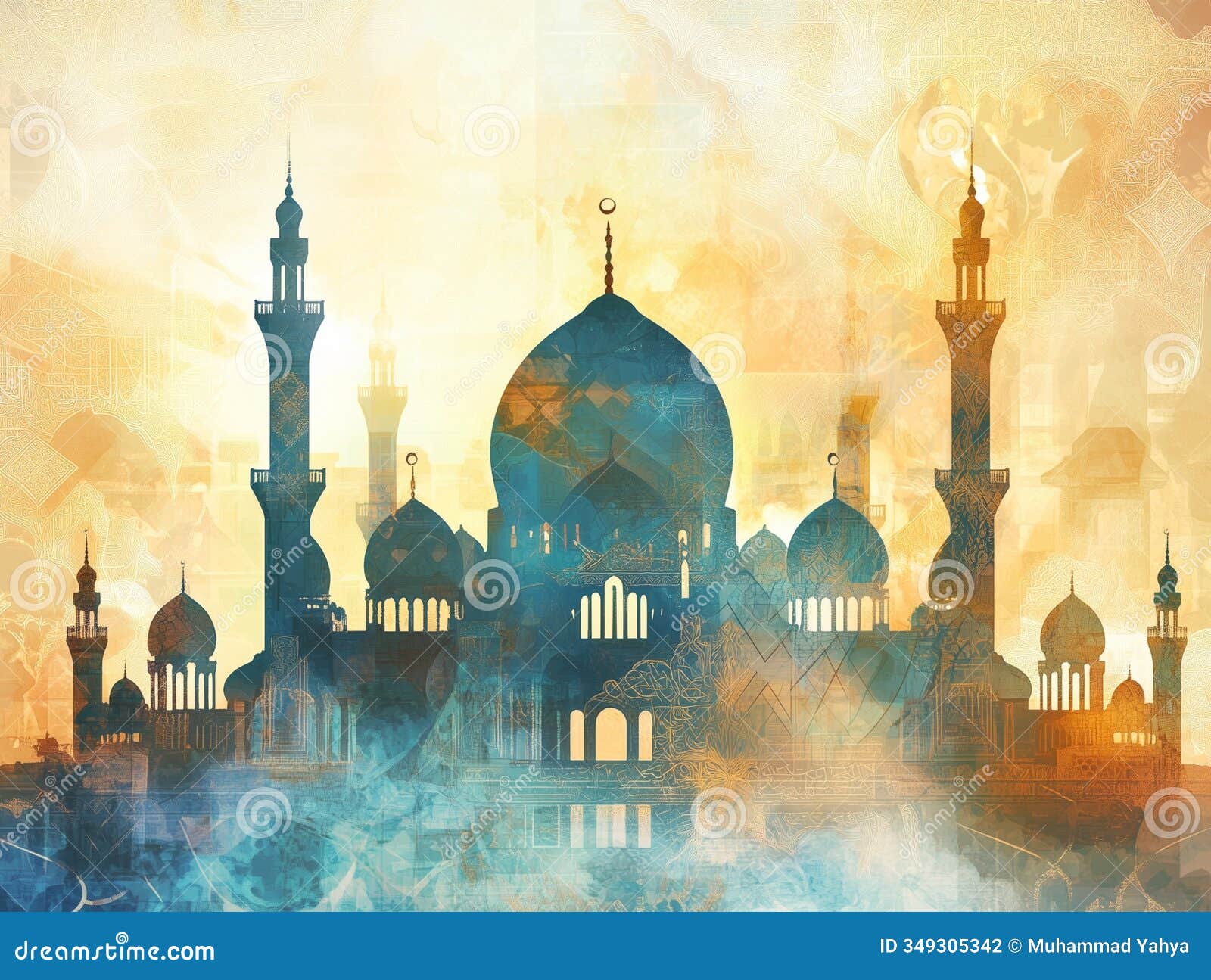 An Abstract Background with a Mosque Theme, Featuring a Blend of Soft ...