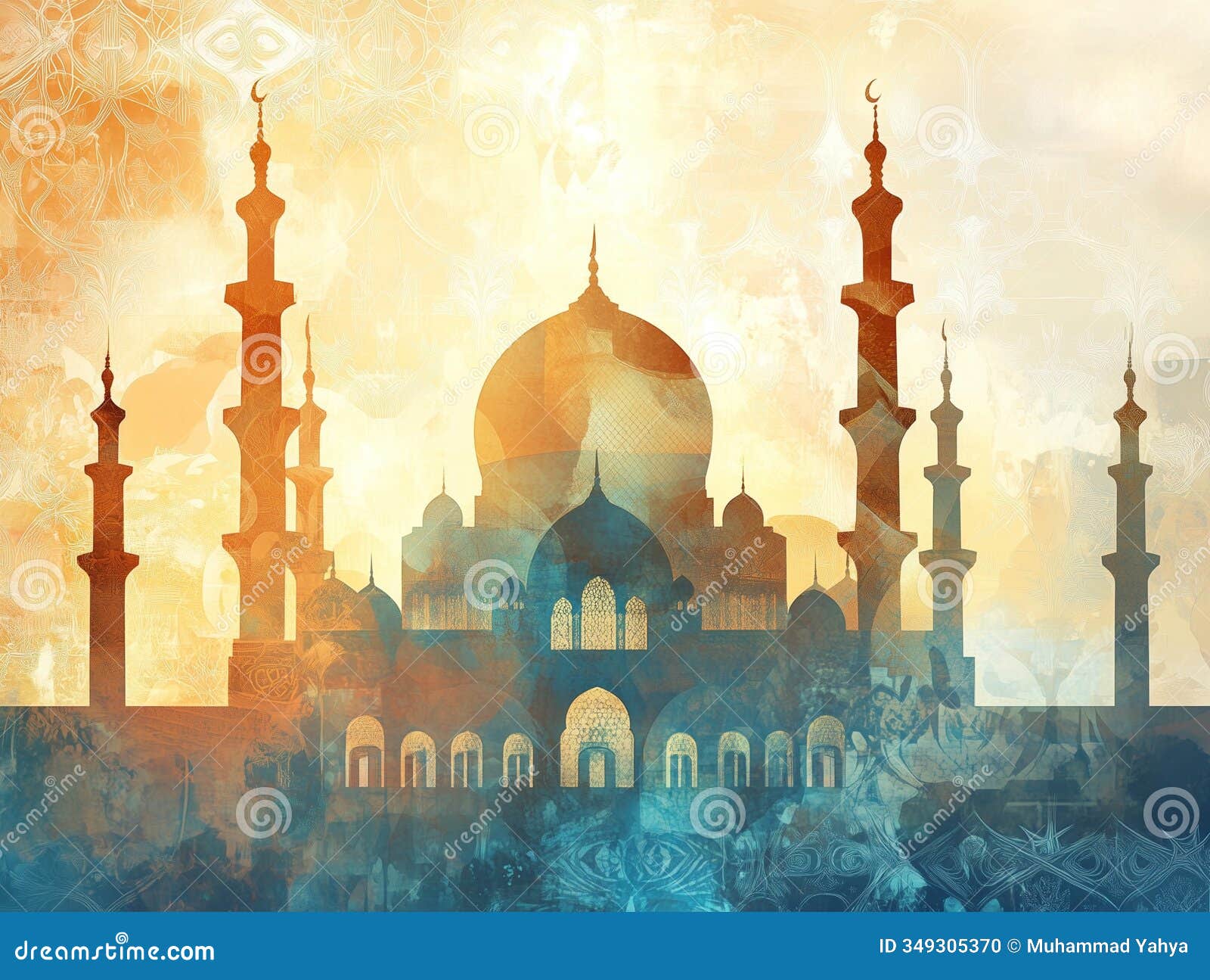 An Abstract Background with a Mosque Theme, Featuring a Blend of Soft ...