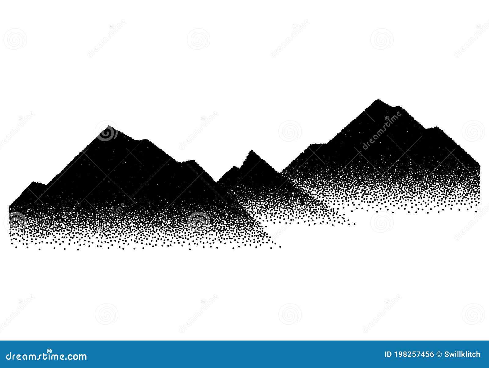 Abstract Background with Mountains Sign or Emblem in Dotwork or Tattoo ...