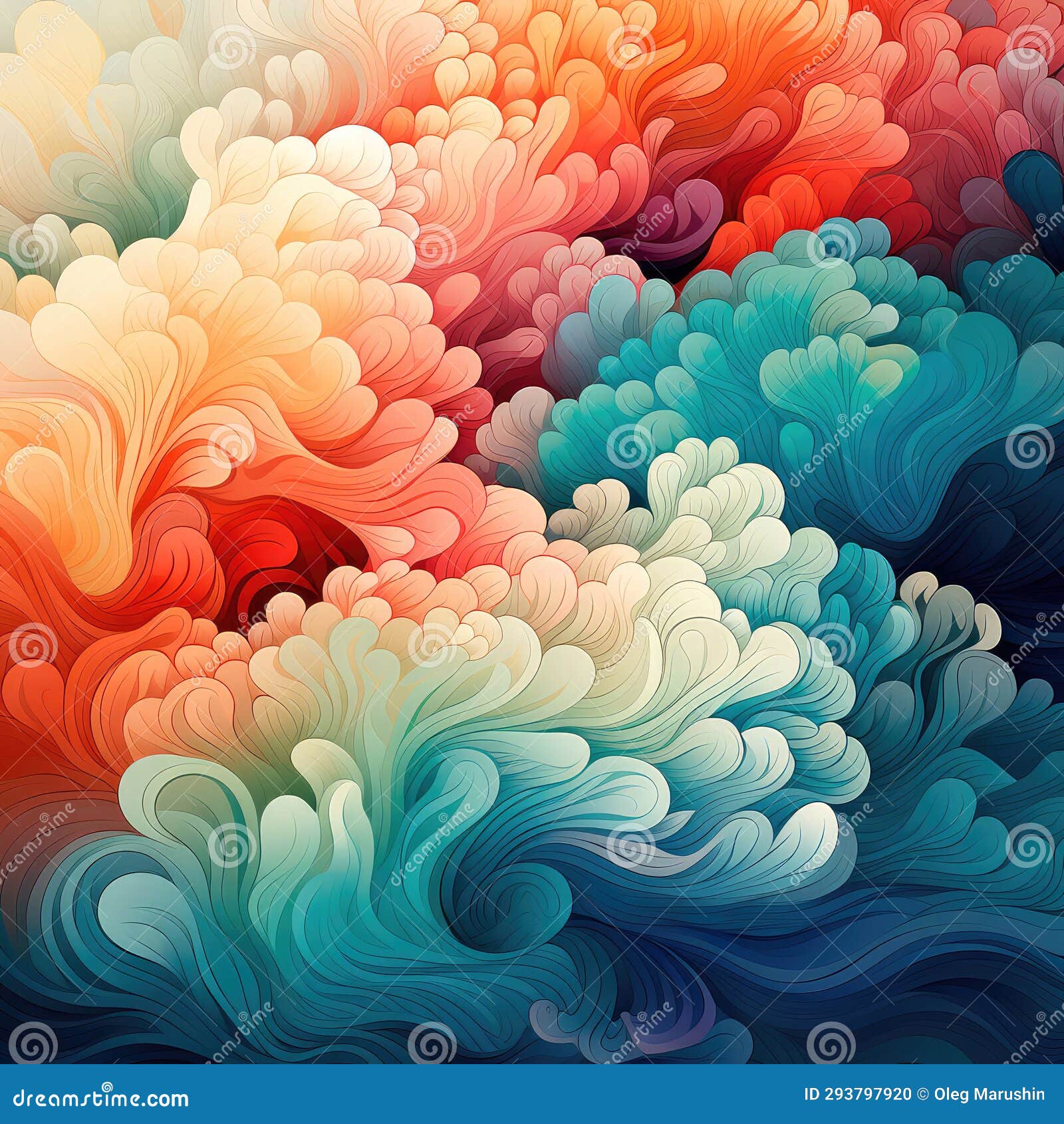 Abstract Background with Multi-colored Lines in the Form of Waves ...