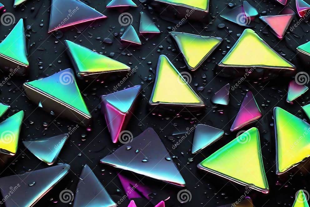 Abstract Background. Multi-colored Triangles with Water Drops Stock ...