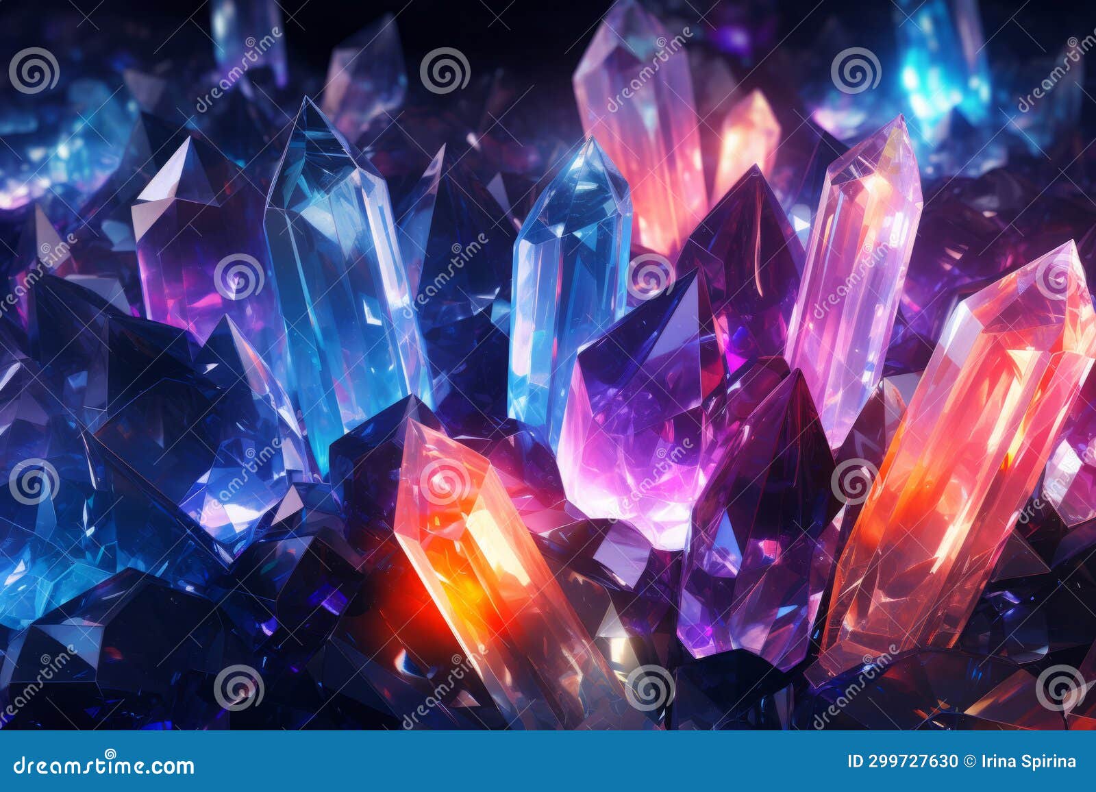 Abstract Background of Multicolored Shining Crystals with Refraction of ...