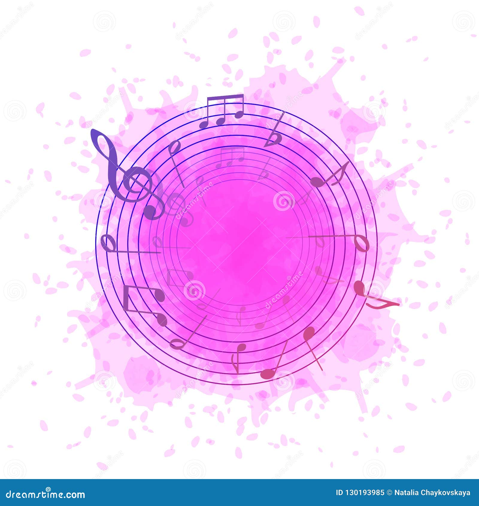 Abstract Background with Music Notes in a Circle of Pink Splash Stock ...