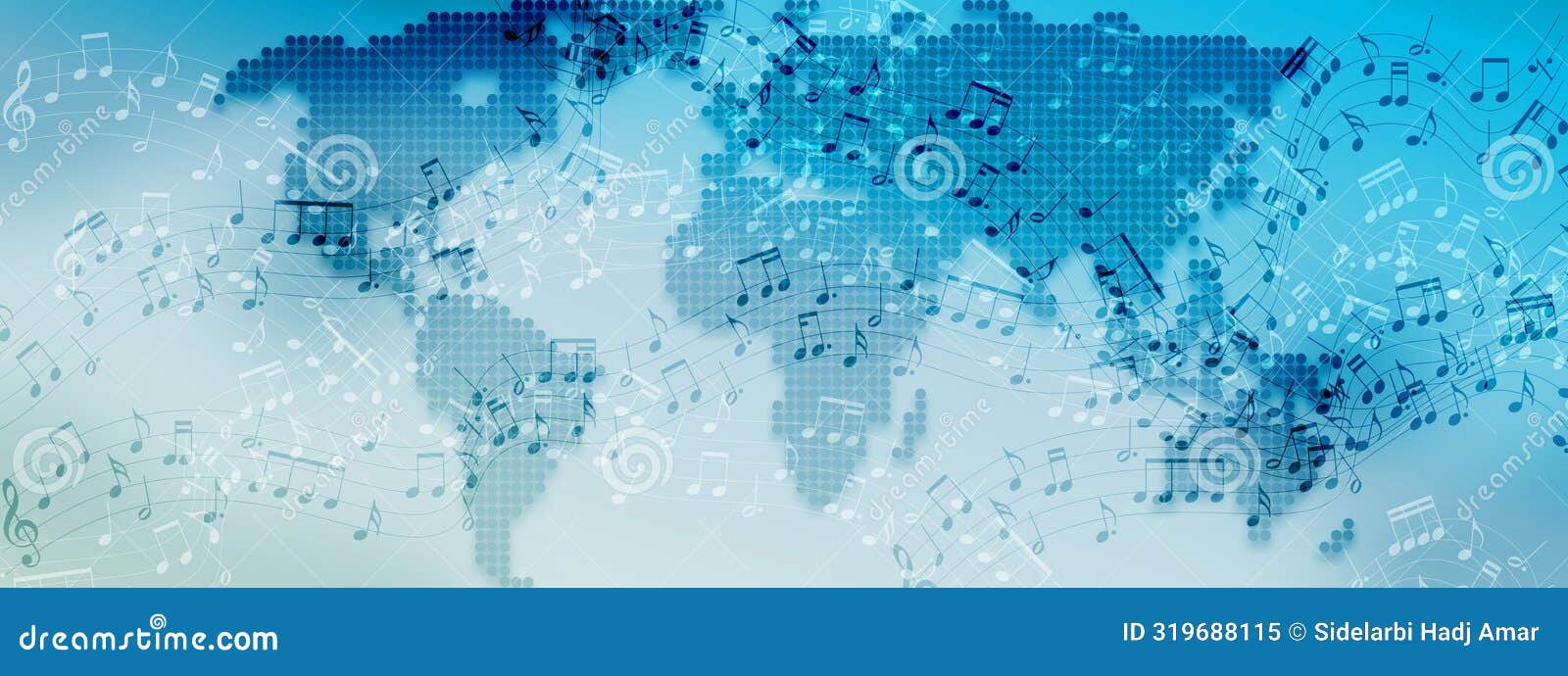 Abstract Background on a Musical Theme with World Map Stock ...