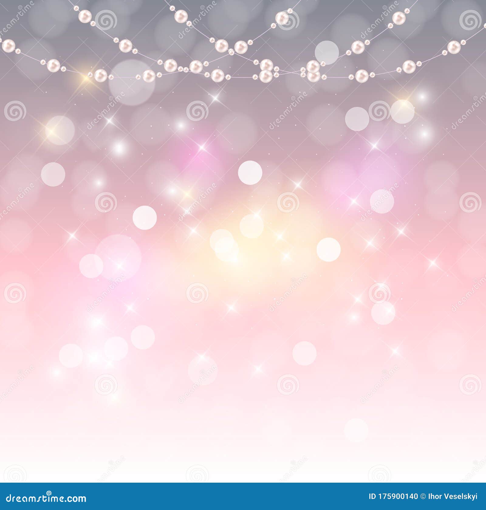 Abstract Background with Natural Pearl Garlands of Beads. Vector ...