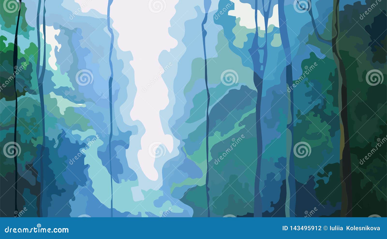 Abstract Background of Nature Waterfall in Dense Forest Stock Vector ...