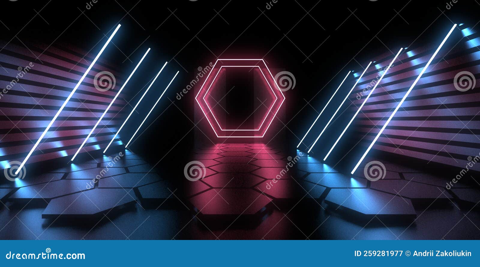 Abstract Background with Neon Lights. Neon Tunnel .space Construction ...