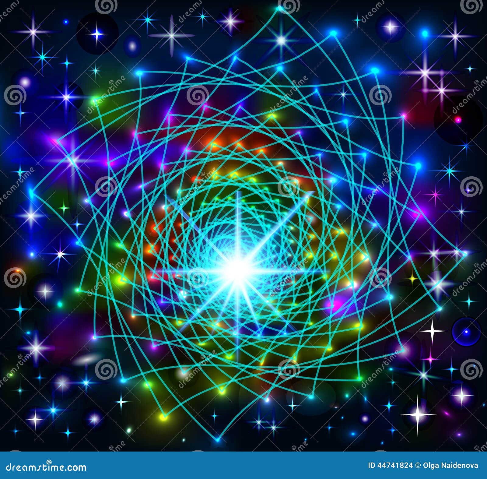 Abstract Background with Neon Shiny Stars Stock Vector - Illustration ...