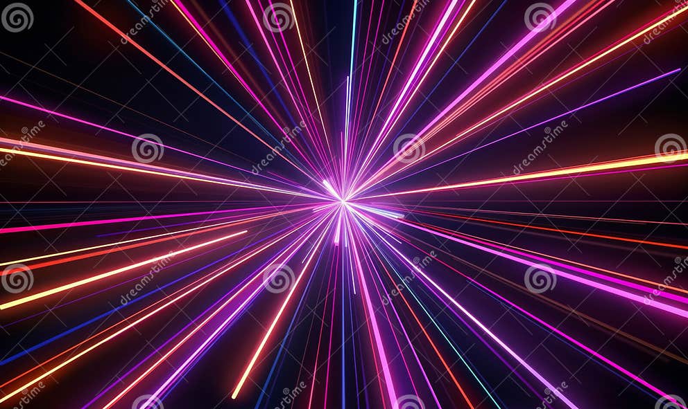 Abstract Background with Neon Straight Rays Stock Illustration ...