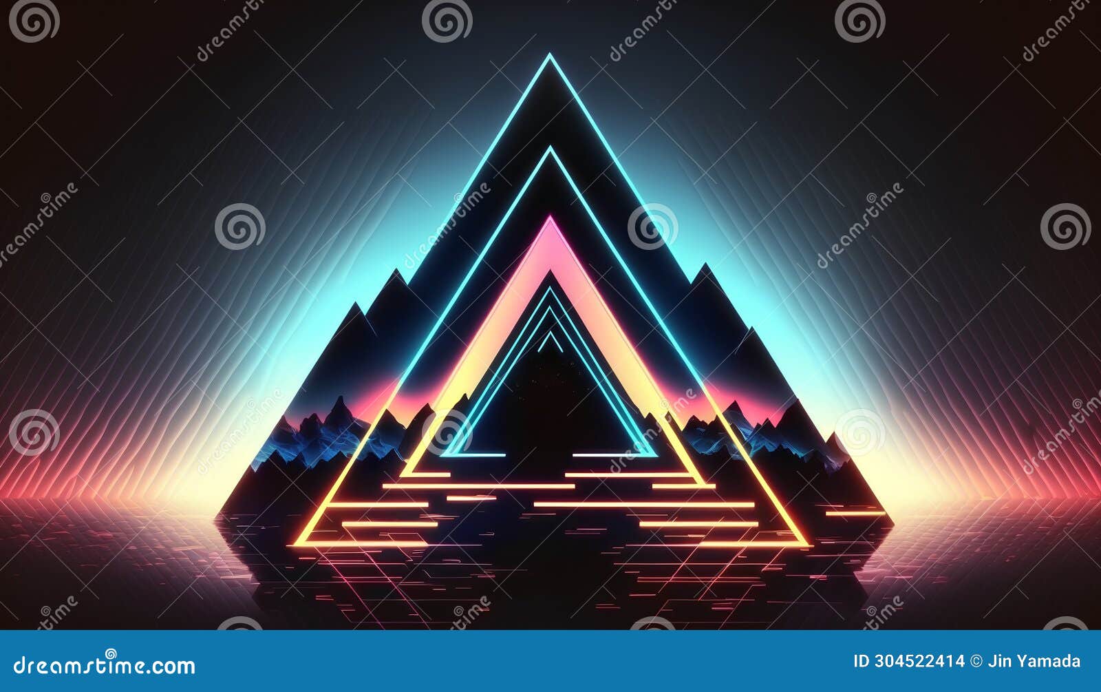 Abstract Background with Neon Triangle in the Dark, Vector Illustration ...