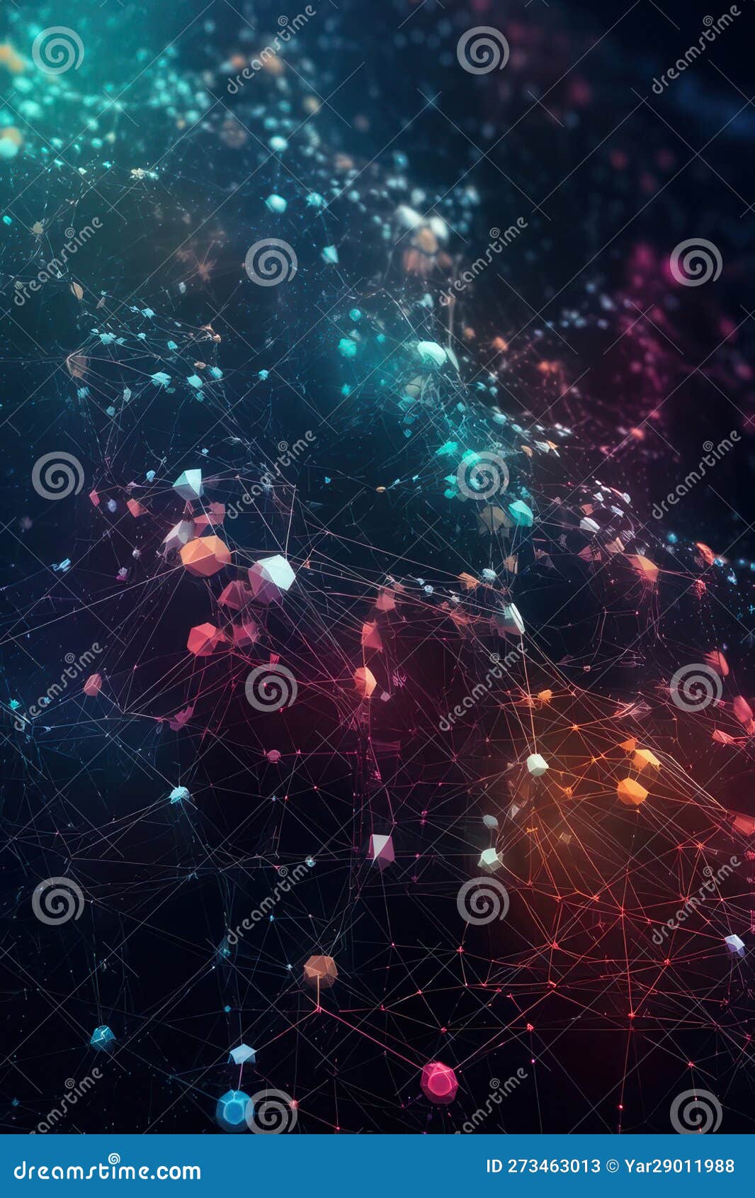 Abstract Background. Network of the Future in the Metaverse, Neon Lines ...