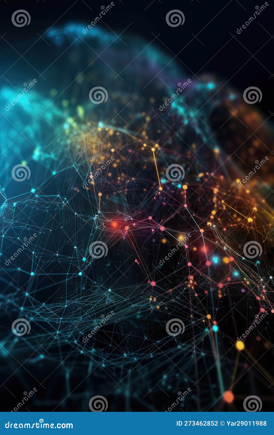 Abstract Background. Network Structure, Metaverse, Neon Lines. Vertical ...