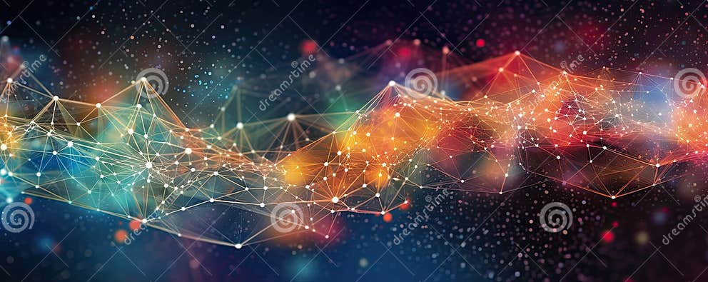 Abstract Background with a Network of Swirling Lines and Dots ...