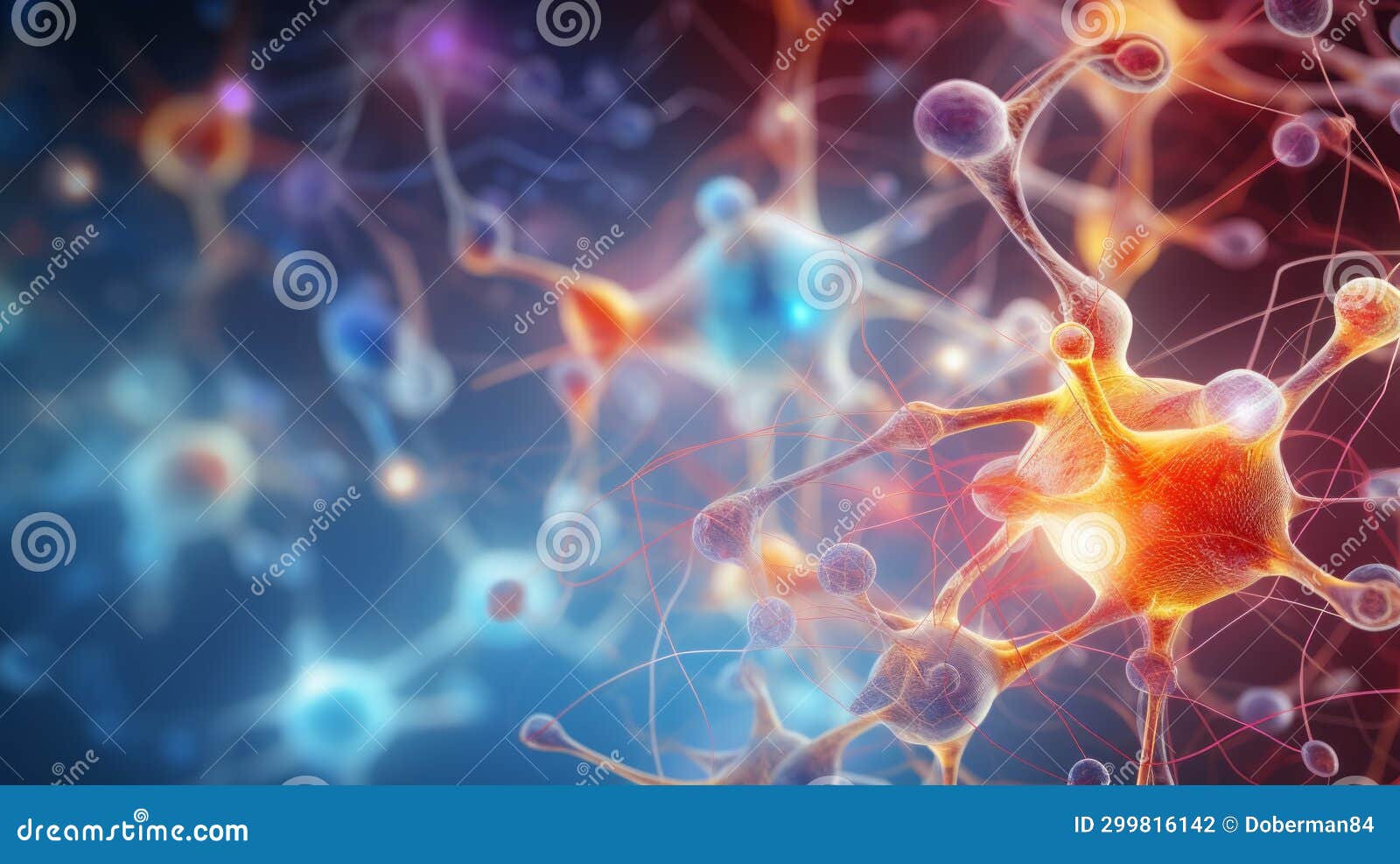 Abstract Background of a Neuron. a Yellow-blue Model of the Dna ...