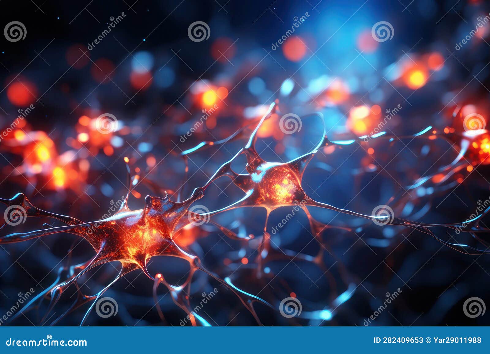 Background With Neurons And Synapse Stuctures Showing Human Brain Cells ...