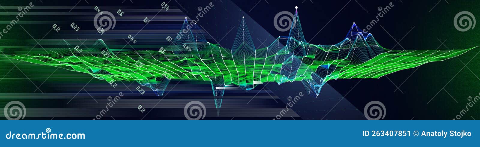 Abstract Background Noise Grid with Color Blurred Lines Data. Presentation Concept of Algorithms ...