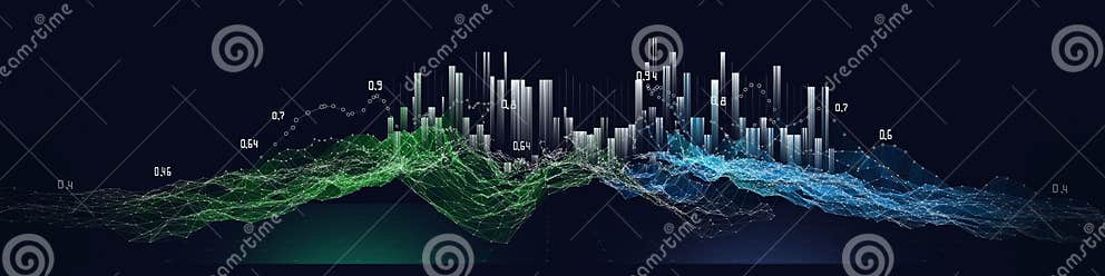 Abstract Background Noisy Graph in White Lines from Dircles and Blurred ...