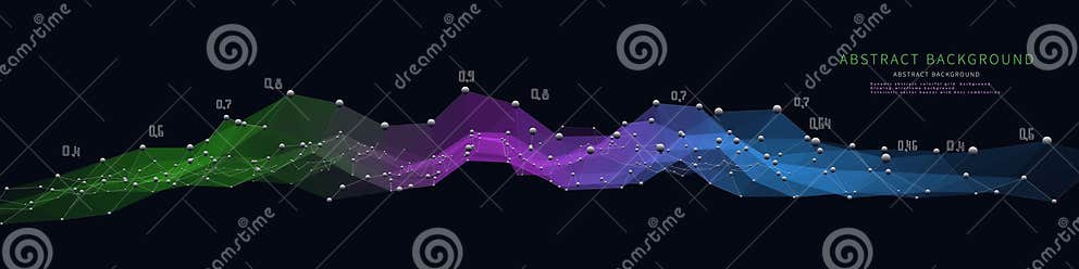 Abstract Background Noisy Poly Grid in Net from Dots and Lines and Data on Dark. Technology ...