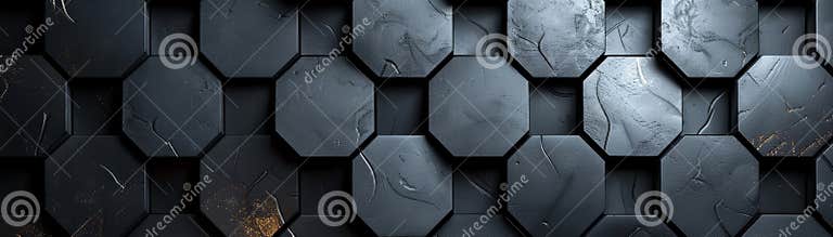 Abstract Background of Octagonal Shapes in Dark Grey Stock Illustration ...