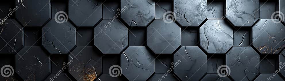 Abstract Background of Octagonal Shapes in Dark Grey Stock Illustration ...