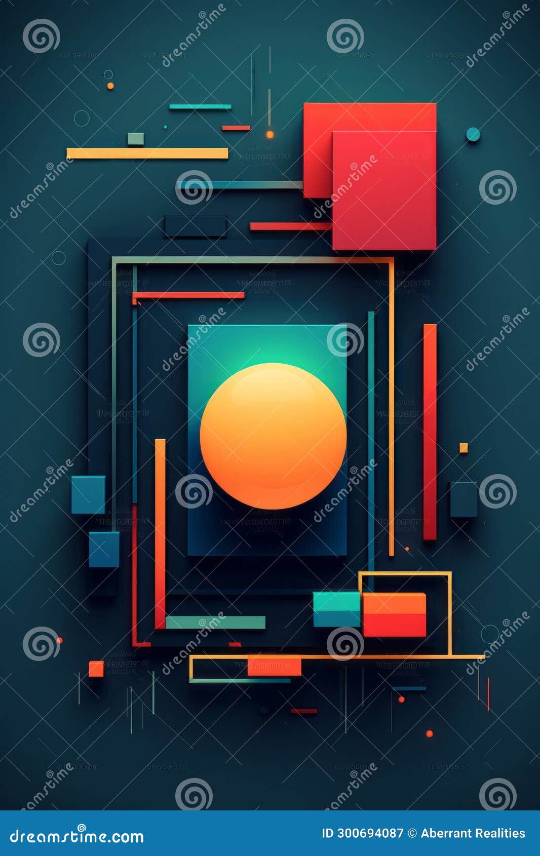 Abstract Background with Orange and Blue Squares Stock Illustration ...