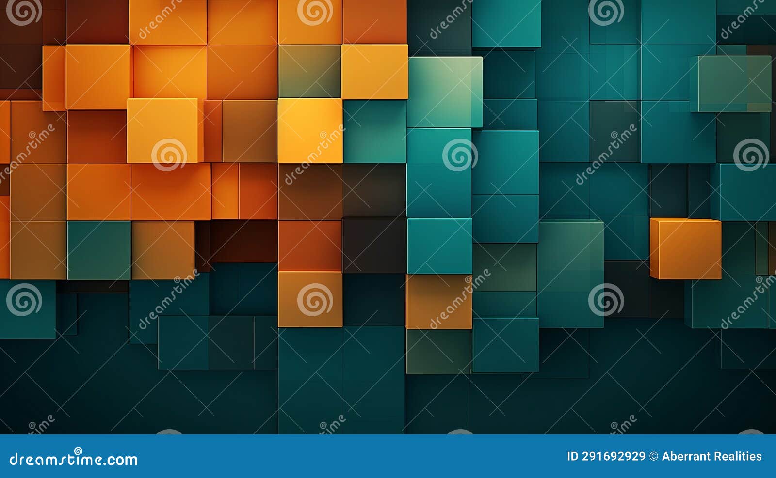 An Abstract Background with Orange and Blue Squares Stock Illustration ...