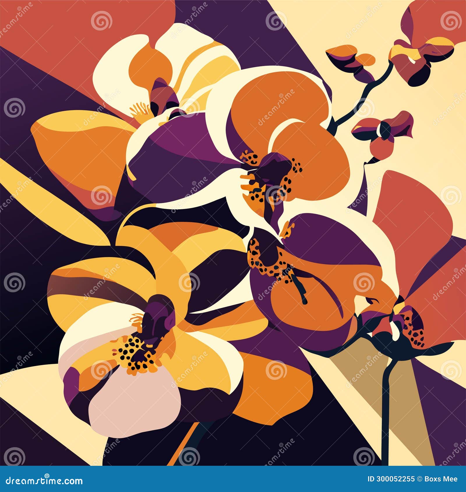 Orchids Vector Illustration. Black And White Floral Vector Illustration ...