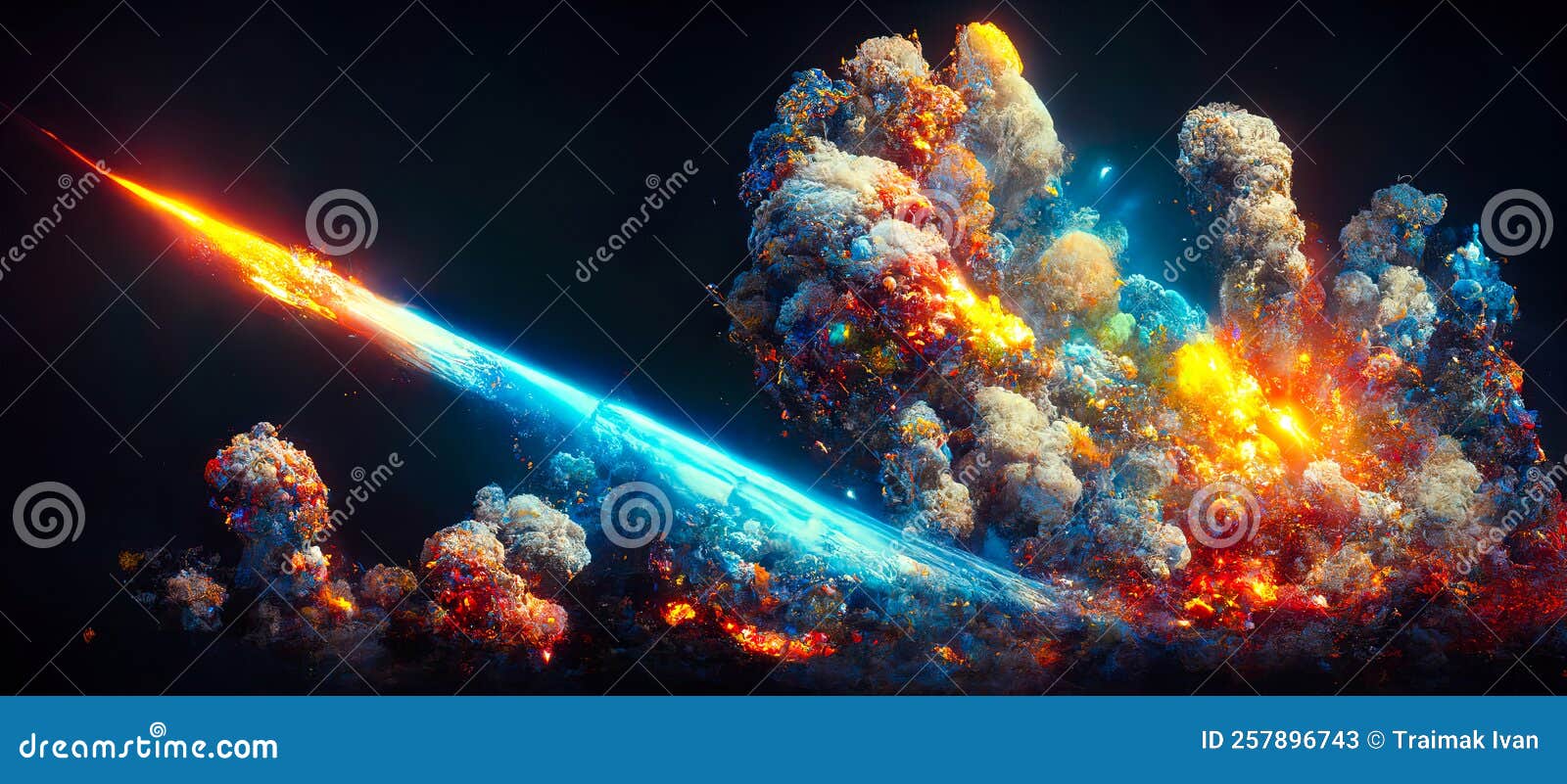 Abstract Background of Outer Space with Ultra Bright Stars and Comets on the Theme of Explosions ...