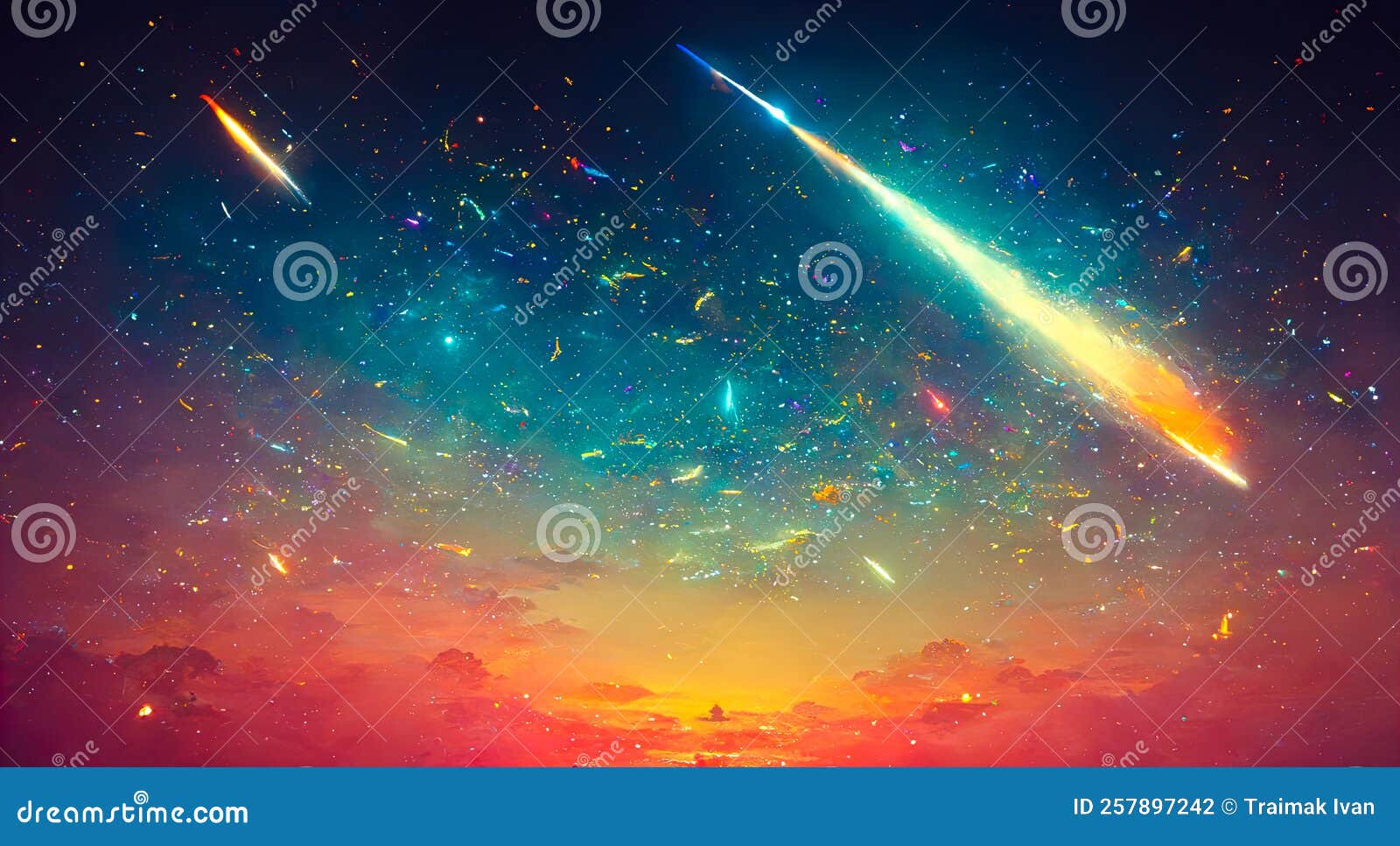 Abstract Background of Outer Space with Ultra Bright Stars and Comets ...