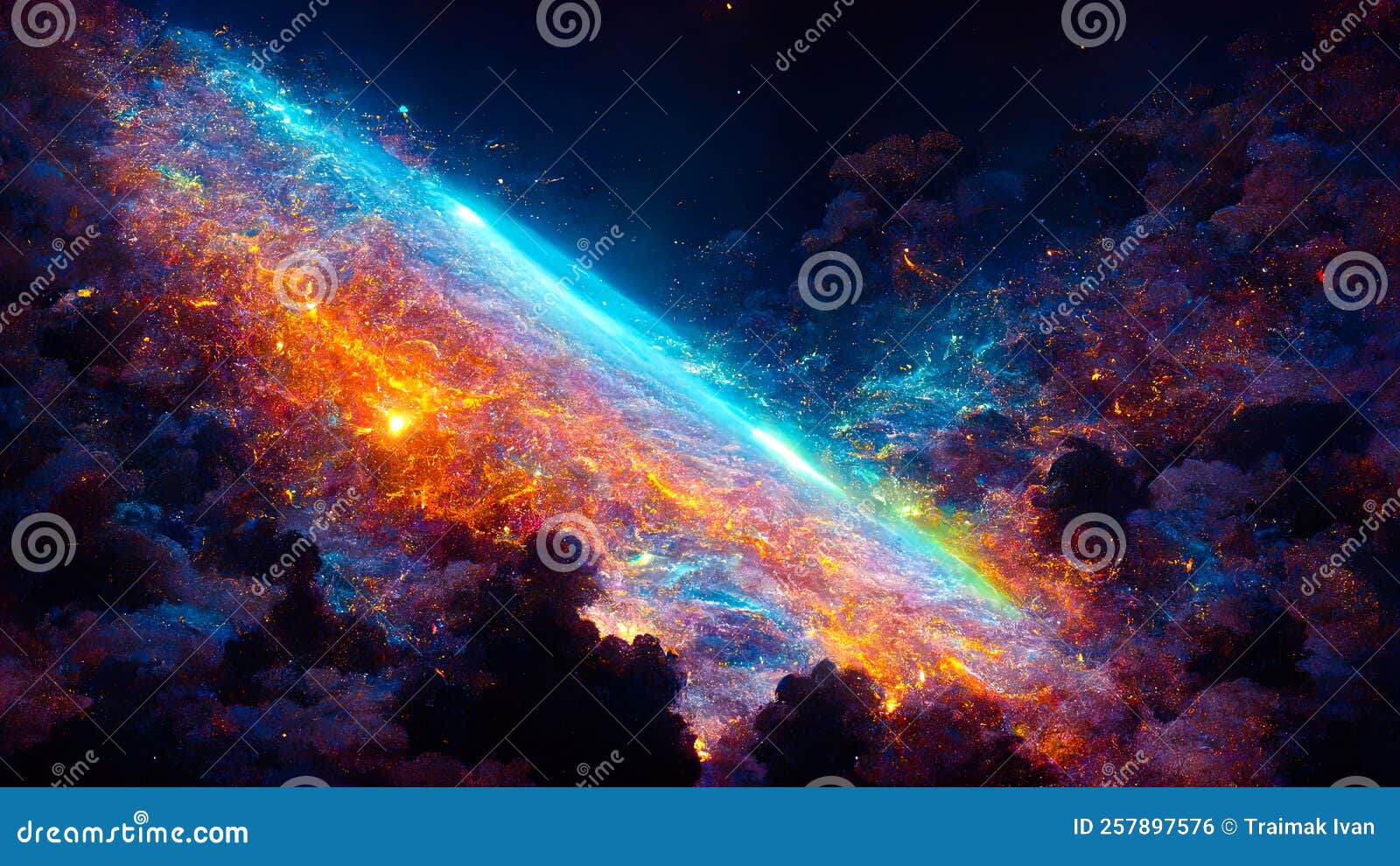 Abstract Background of Outer Space with Ultra Bright Stars and Comets ...