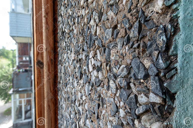 Abstract Background with the Outer Wall of a Residential Building Lined ...