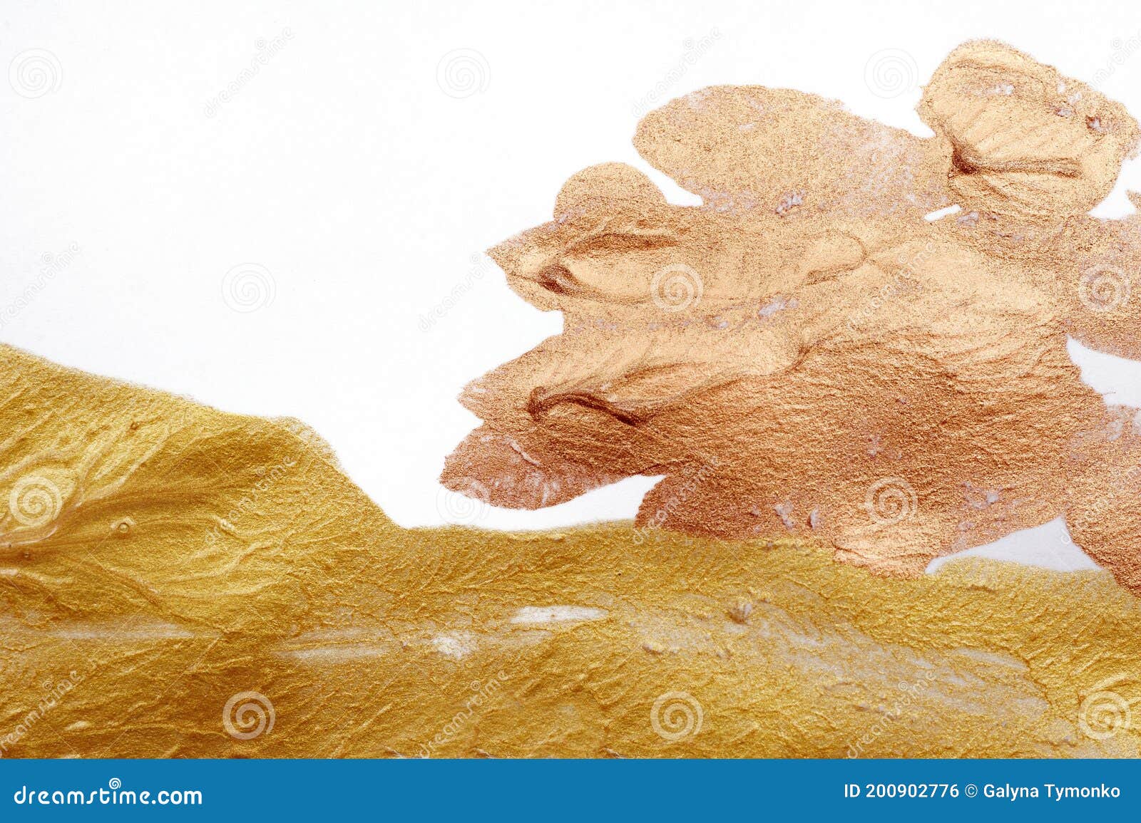 Abstract Background Painted with a Brush of Gold and Bronze Paint with ...