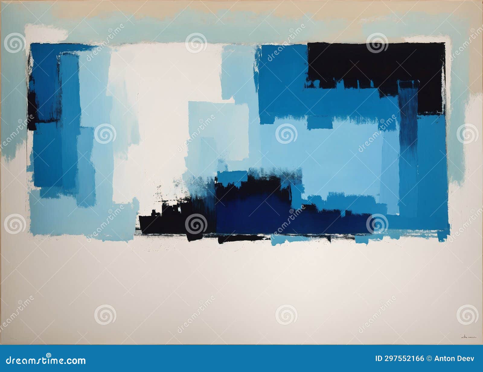 Abstract Background, Painting on Canvas with Blue and Black Paint ...