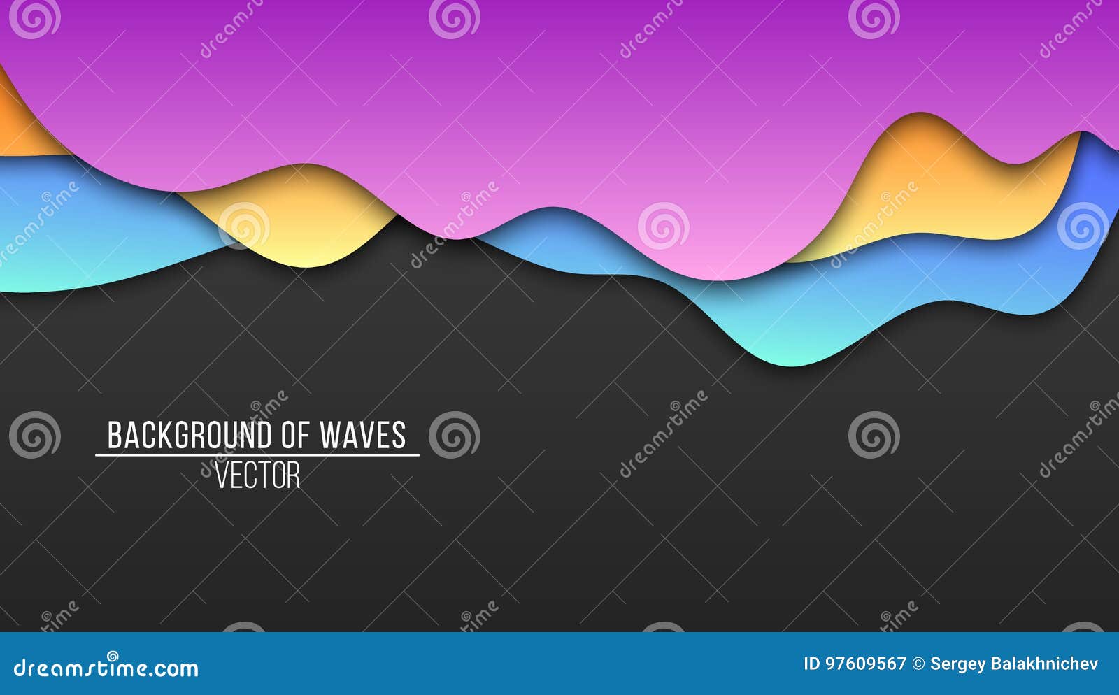 Abstract Background of Paper Multicolored Waves. Cardboard Waves ...