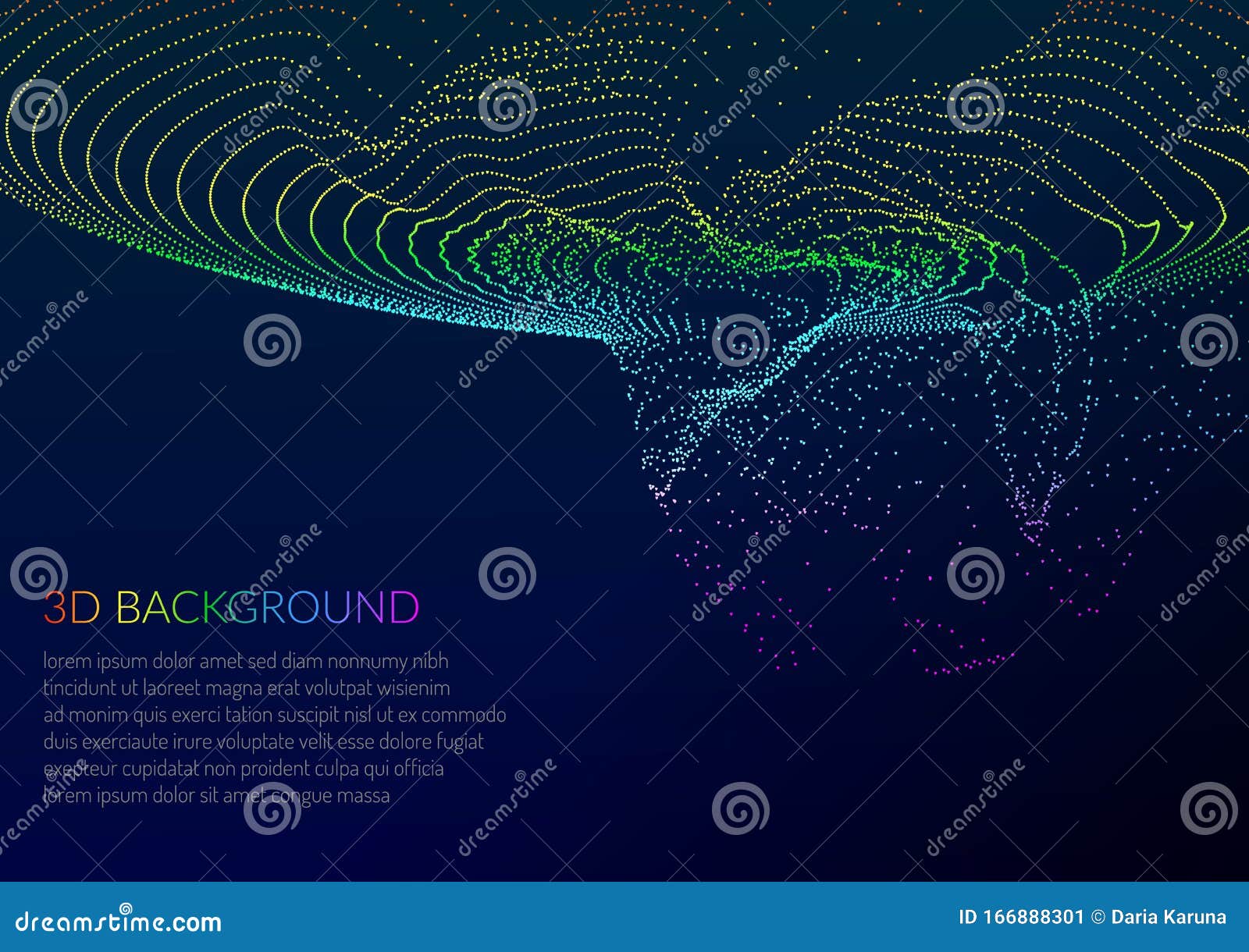 Abstract Background with Particles. Volumetric Figures and Waves of ...