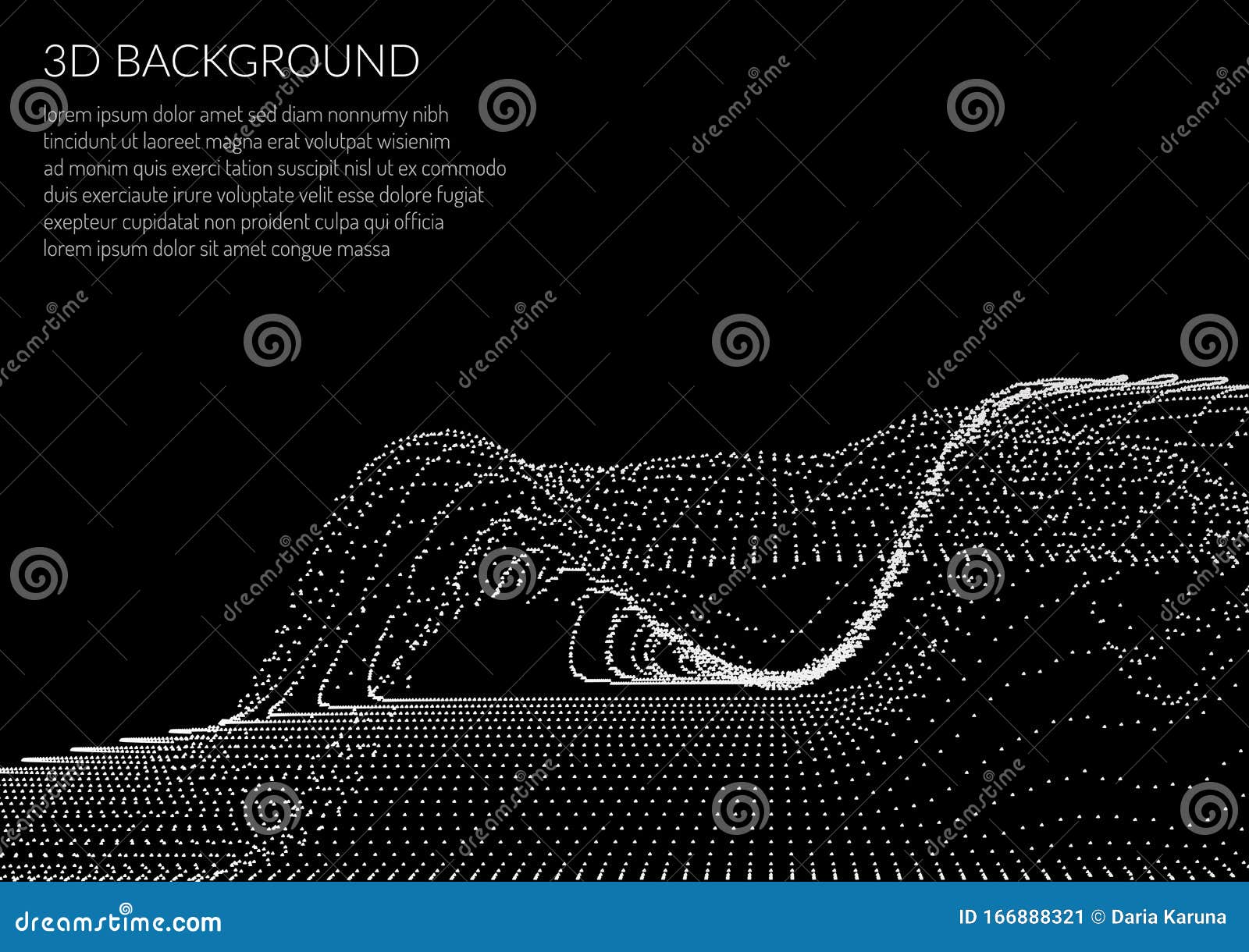 Abstract Background with Particles. Volumetric Figures and Waves of ...