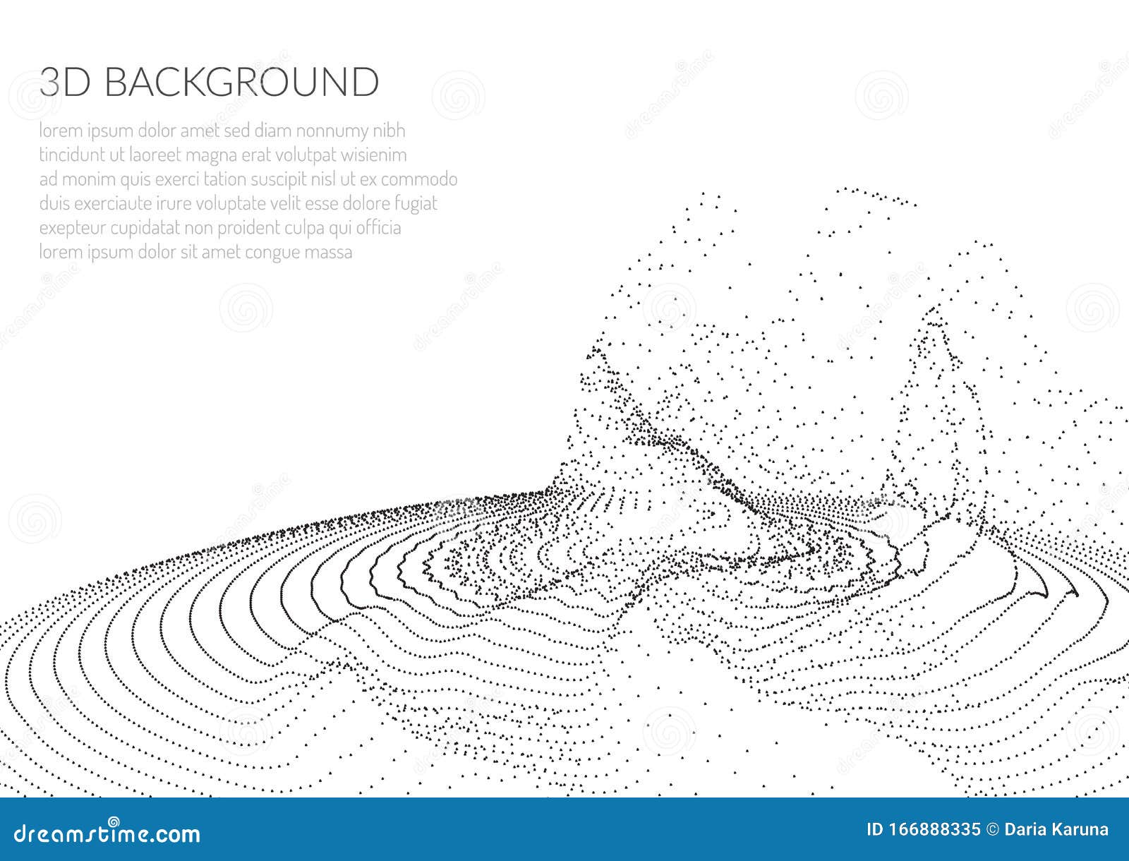 Abstract Background with Particles. Volumetric Figures and Waves of ...