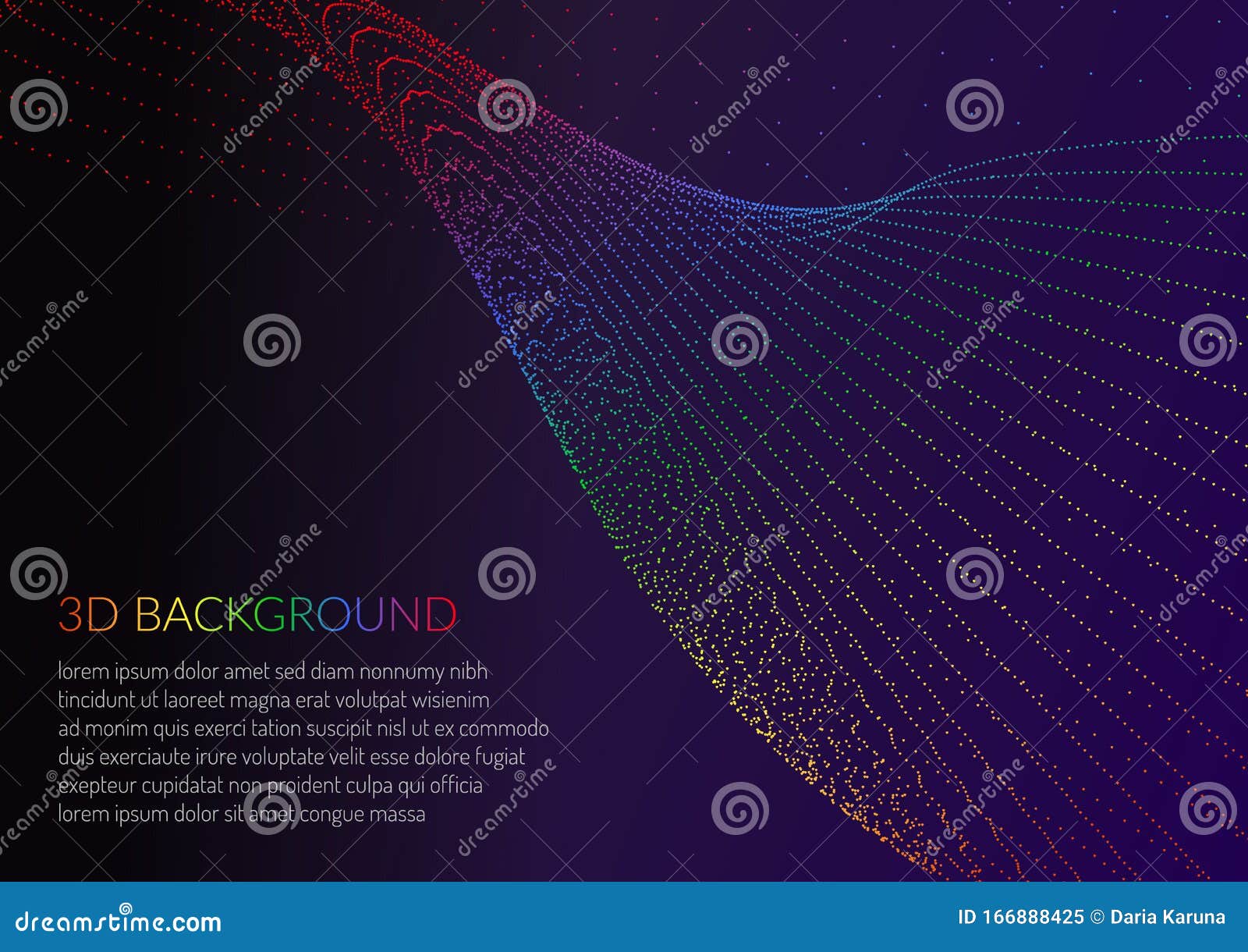 Abstract Background with Particles. Volumetric Figures and Waves of ...