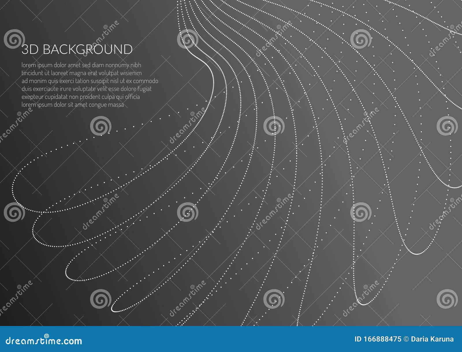 Abstract Background with Particles. Volumetric Figures and Waves of ...