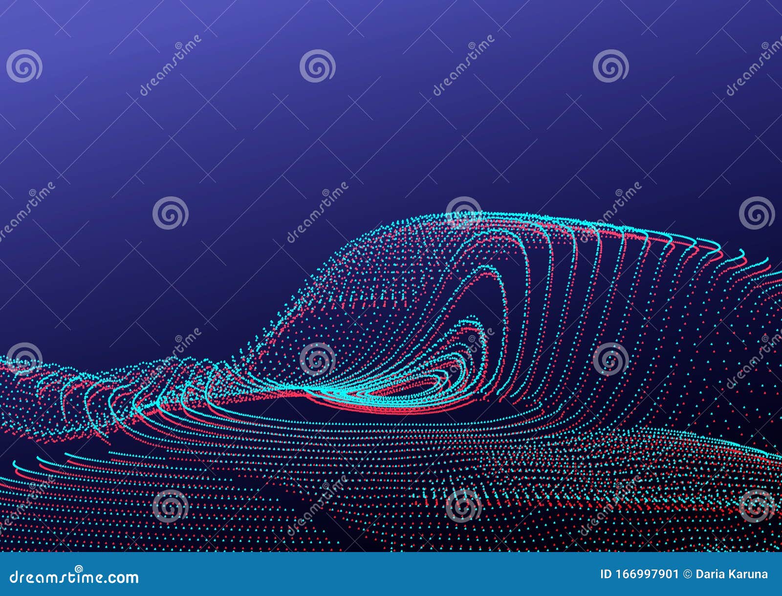 Abstract Background with Particles. Volumetric Figures and Waves of ...