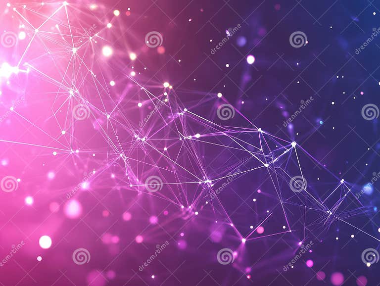 Abstract Background with Pink and Purple Gradient and Interconnected ...