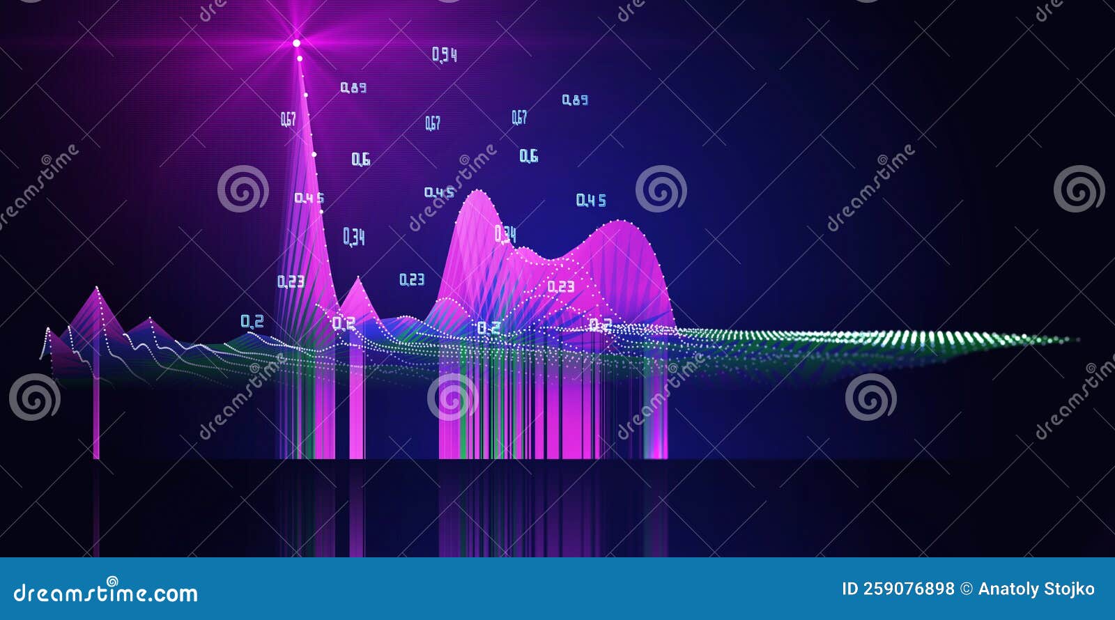 Abstract Background Polygonal Grid with Color Blurred Lines and Data. Presentation Concept of ...