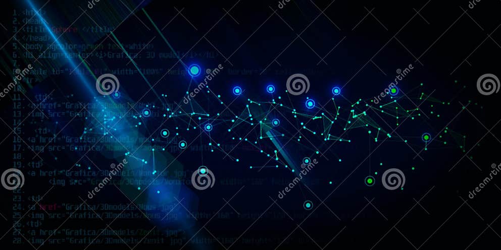 Abstract Background with Polygonal Grid, Lines and Analysis Code ...