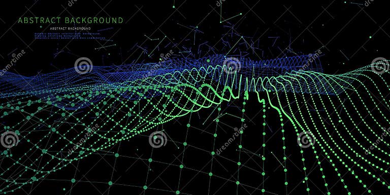 Abstract Background With Polygonal Noisy Grid Connecting Dots On Dark Analytics Data Algorithms