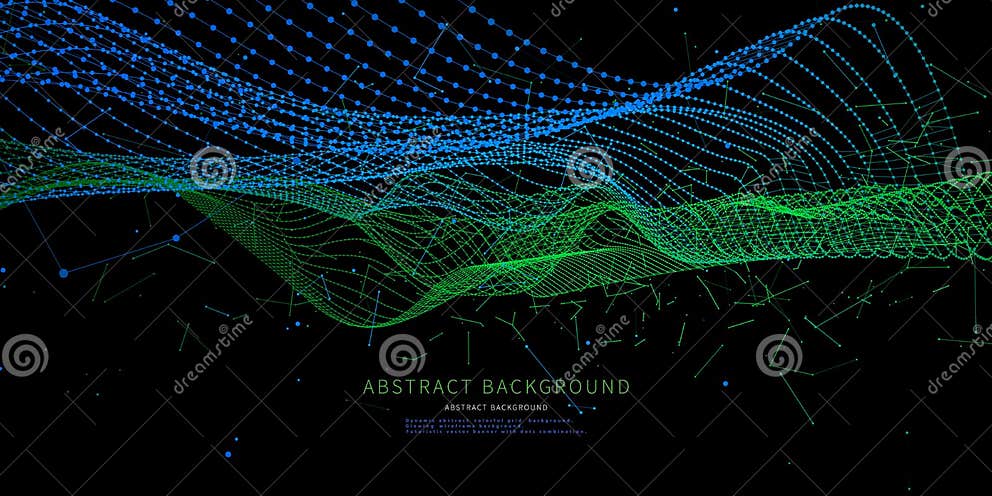 Abstract Background With Polygonal Noisy Grid Connecting Dots On Dark Big Data Computing