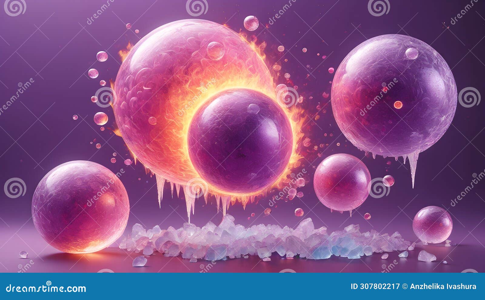 Abstract Background Purple Neon Bubbles on Fire Stock Illustration ...