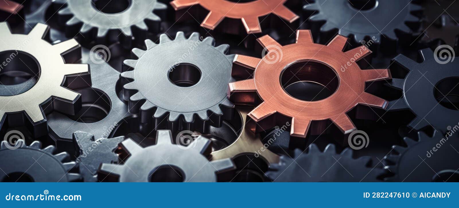 Abstract Background with a Puzzle of Interconnected Gears and Cogs ...